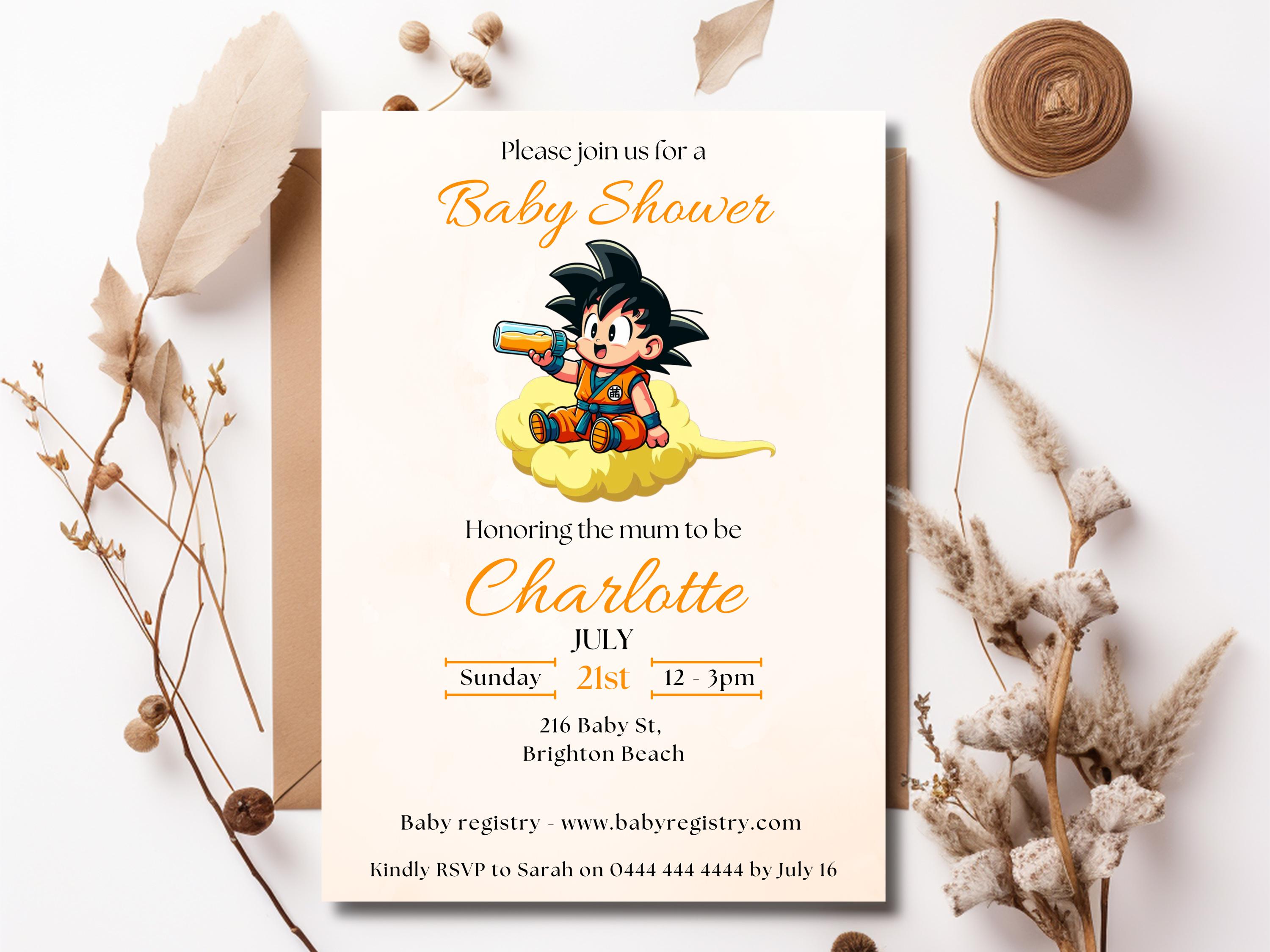 Baby Goku Baby Shower Invitation Dragon Ball Dragonball Canva Editable ...