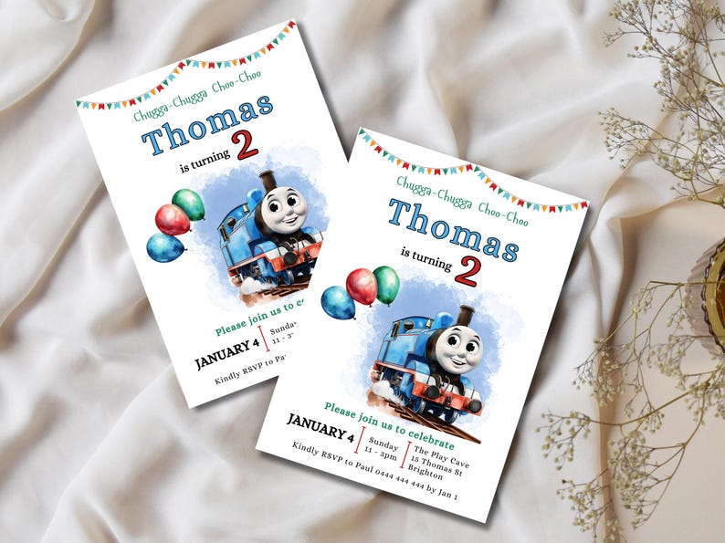 Thomas the Tank Engine Birthday Invitation Editable Template Digital ...