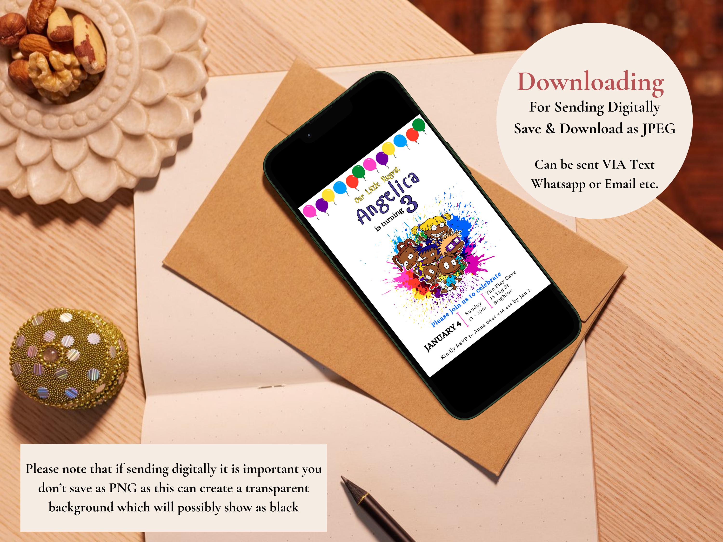 Rugrats Birthday Invitation Editable Template Digital Party Invitation ...