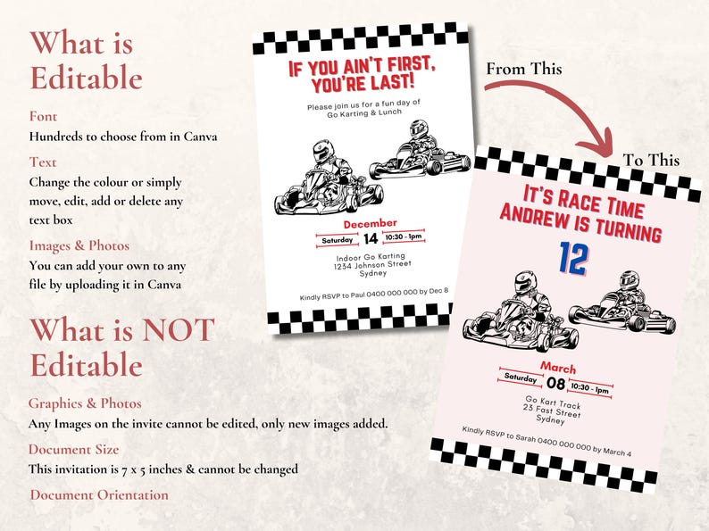 Go Karting Invitation Editable Template Digital Birthday Party Canva If ...