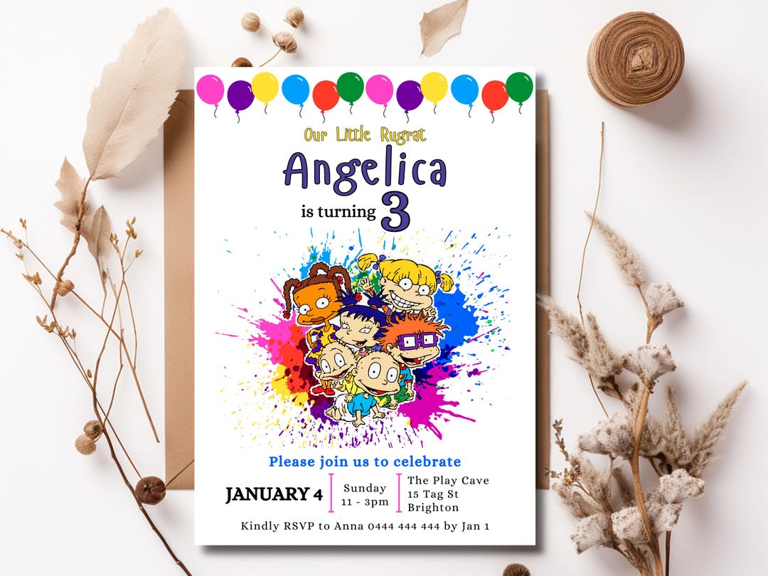 Rugrats Birthday Invitation Editable Template Digital Party Invitation ...
