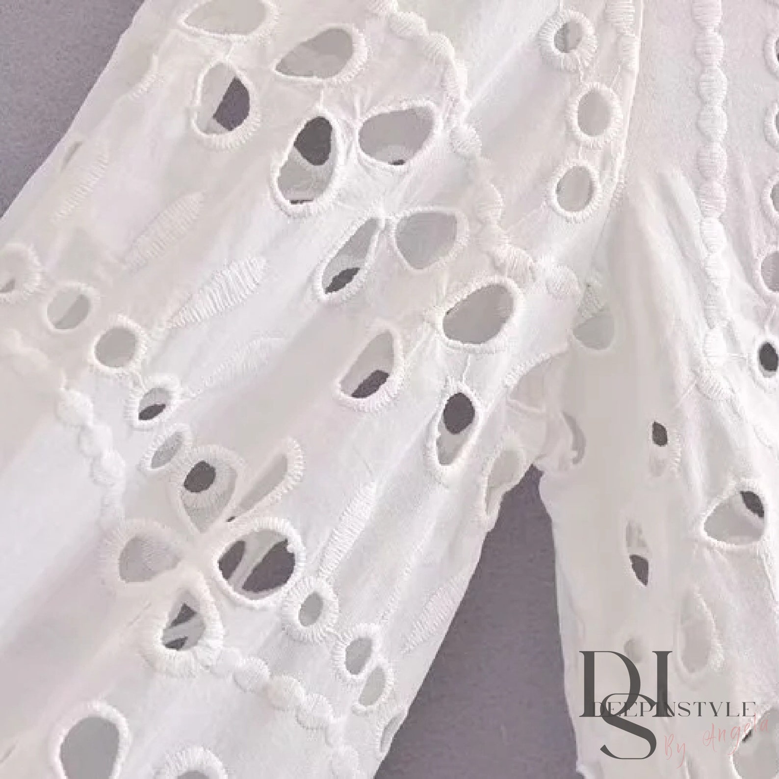 Eyelet Blouse Women Floral Embroidery Long Lantern Sleeve - Etsy