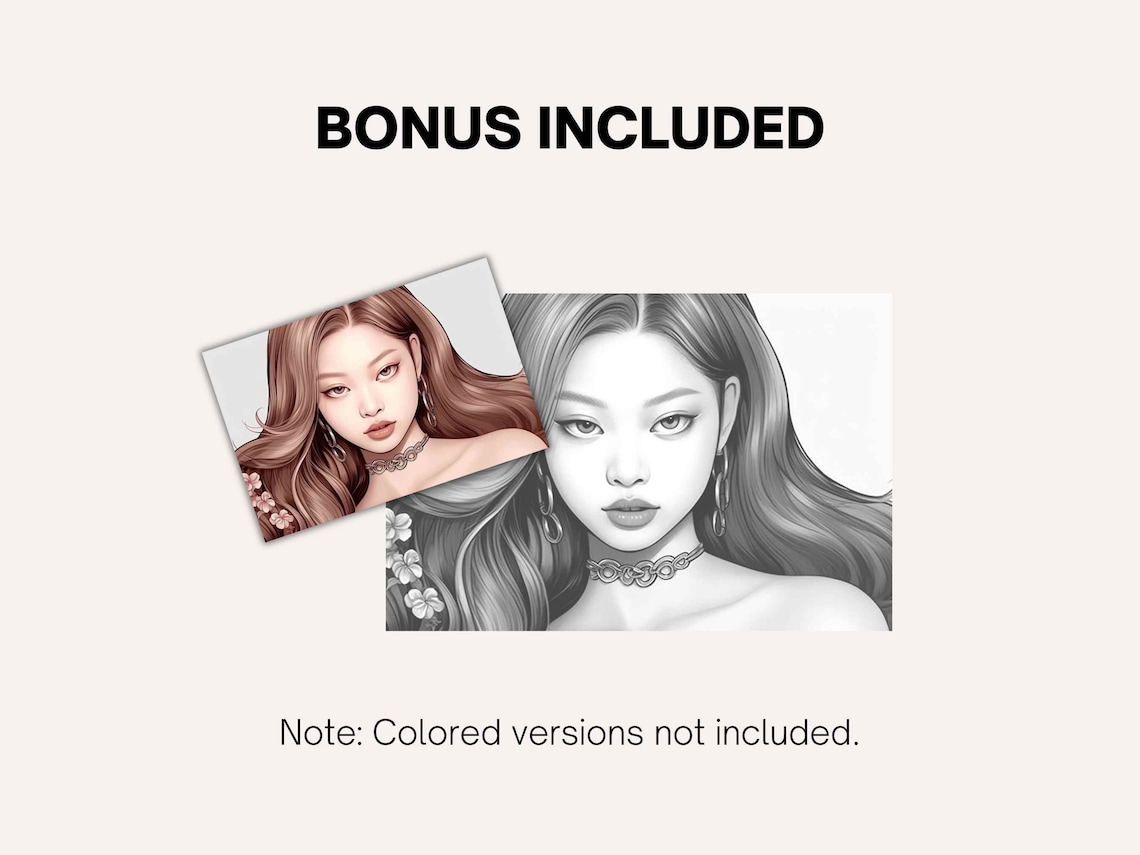 Blackpink Jennie Coloring Page With FREE BONUS PAGE Printable Adult ...