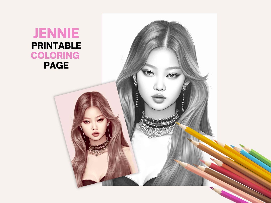 Blackpink Jennie Coloring Page With FREE BONUS PAGE | Printable Adult ...