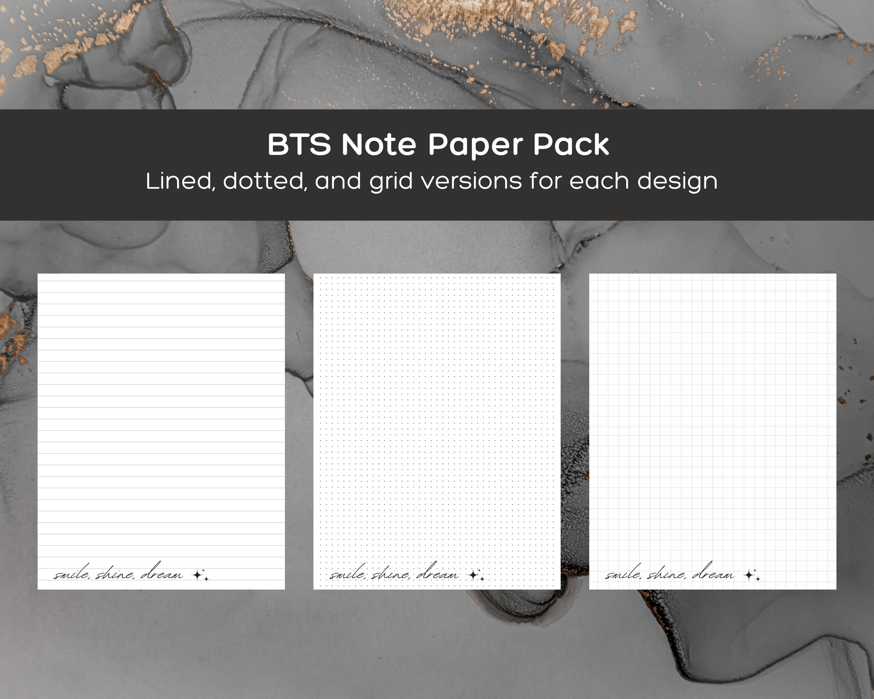 BTS Digital Note Paper Pack 30 Pages Instant Download, Use as Printable ...
