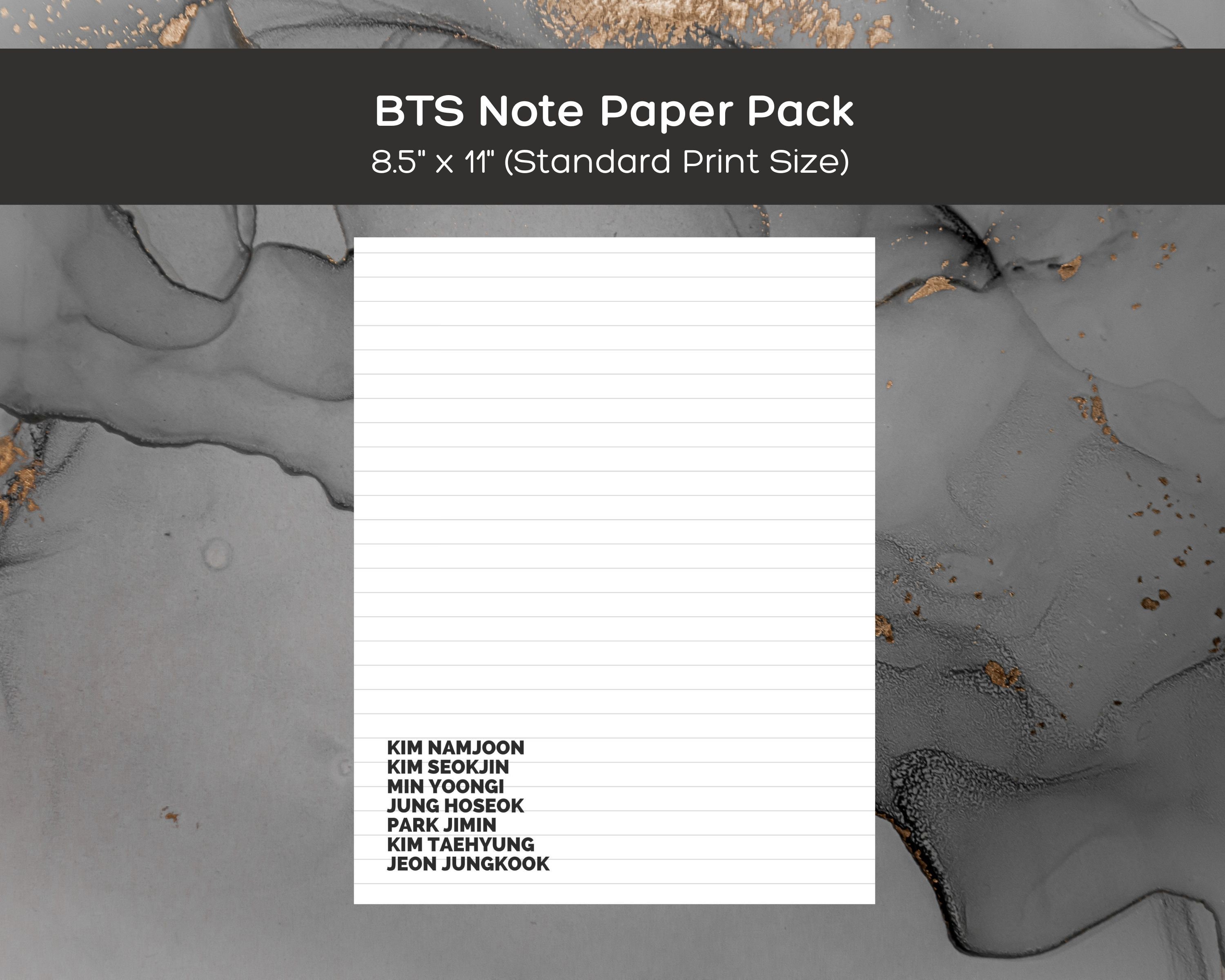 BTS Digital Note Paper Pack 30 Pages Instant Download, Use as Printable ...