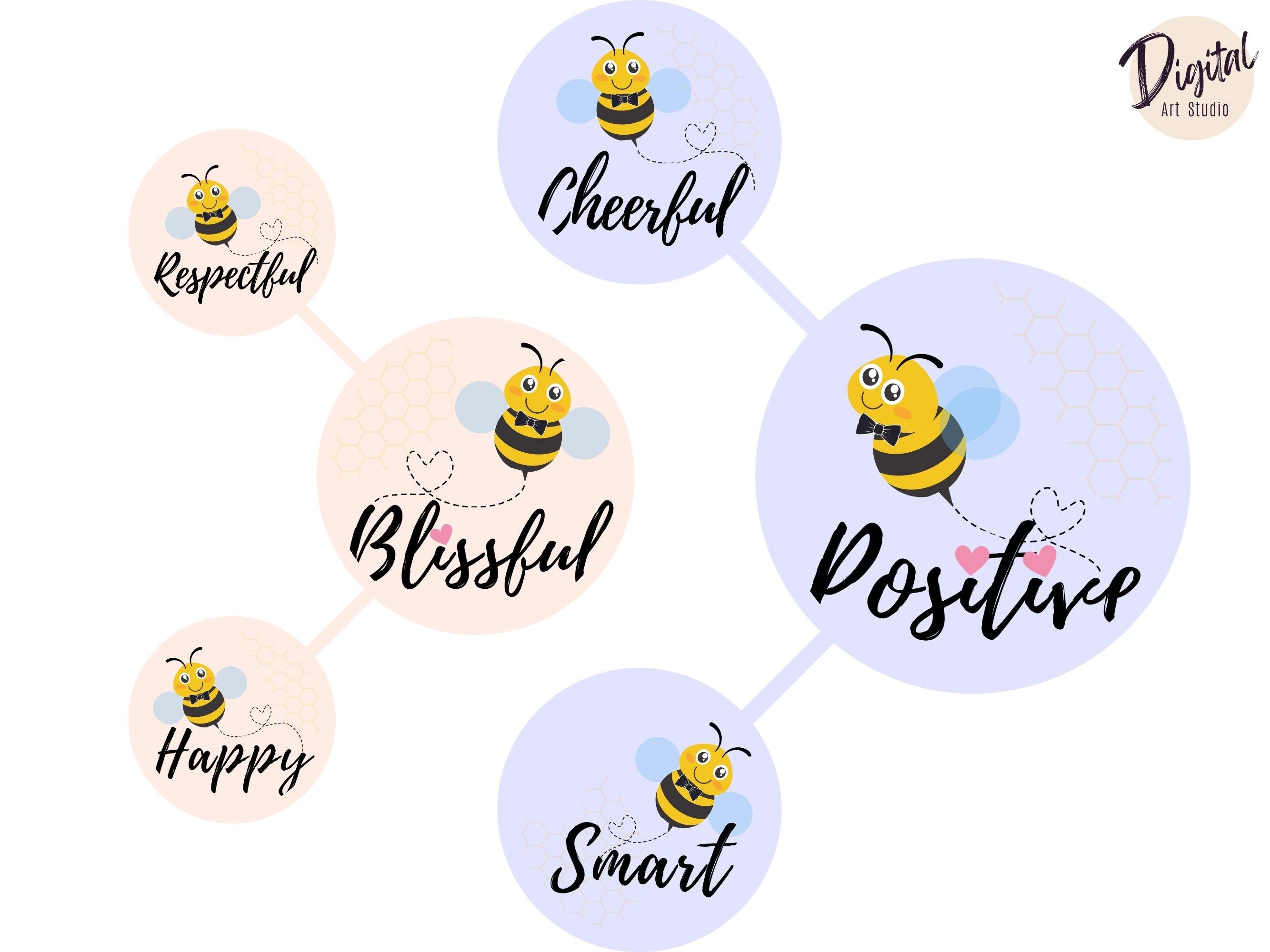 Bee Positive Clipart PNG JPG/ Honey Bees Clip Art / Cute Positivity ...