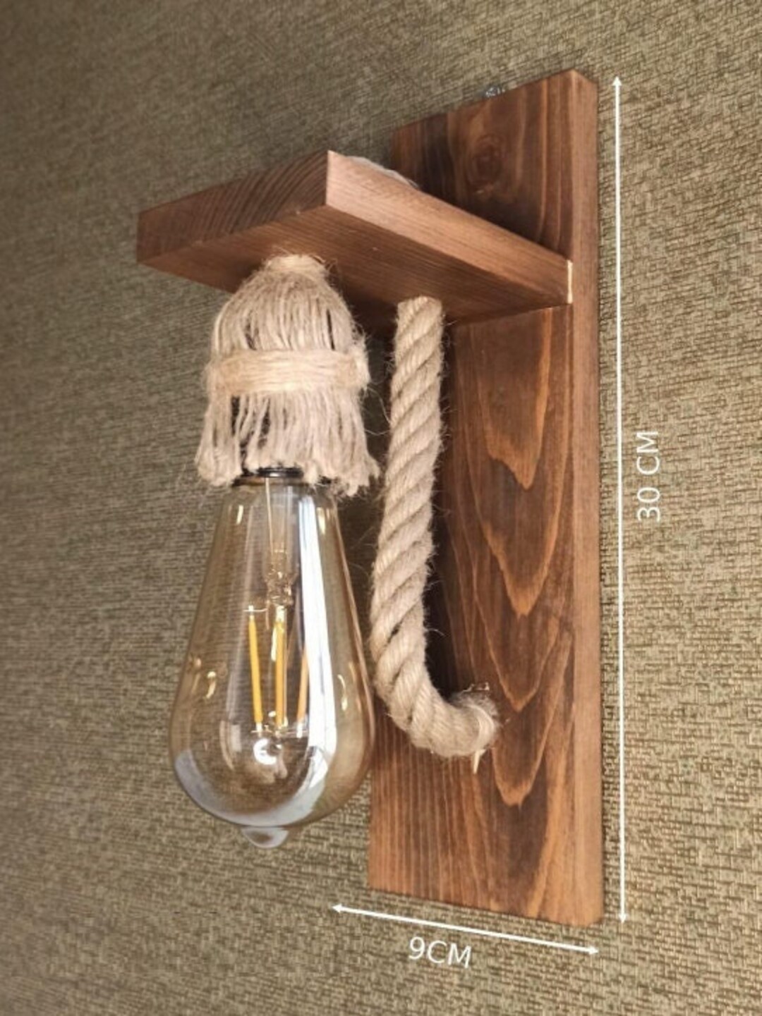 Wooden Rope Slatted Rustic Wall Sconce - Etsy