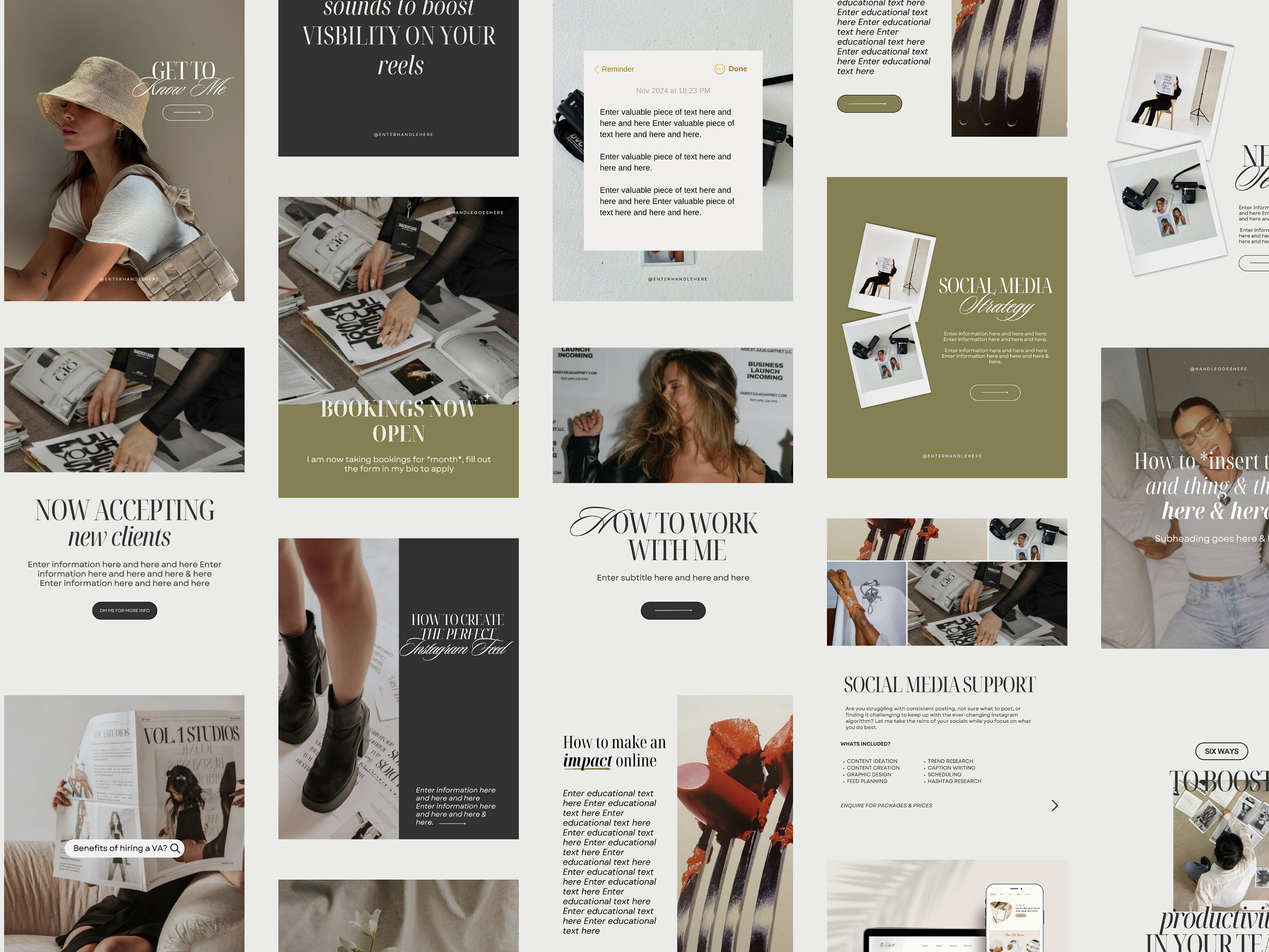Editorial Aesthetic Instagram Posts | Instagram Template Canva | IG ...