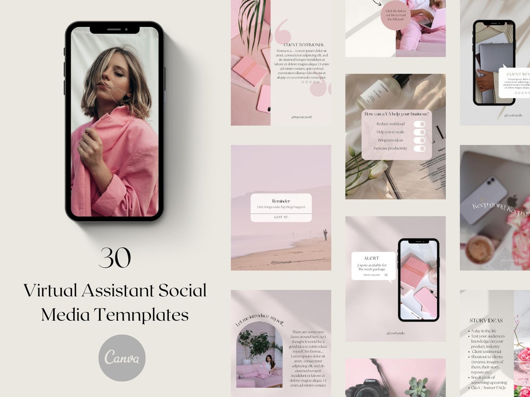 Virtual Assistant Instagram Template | Pink Instagram Template ...