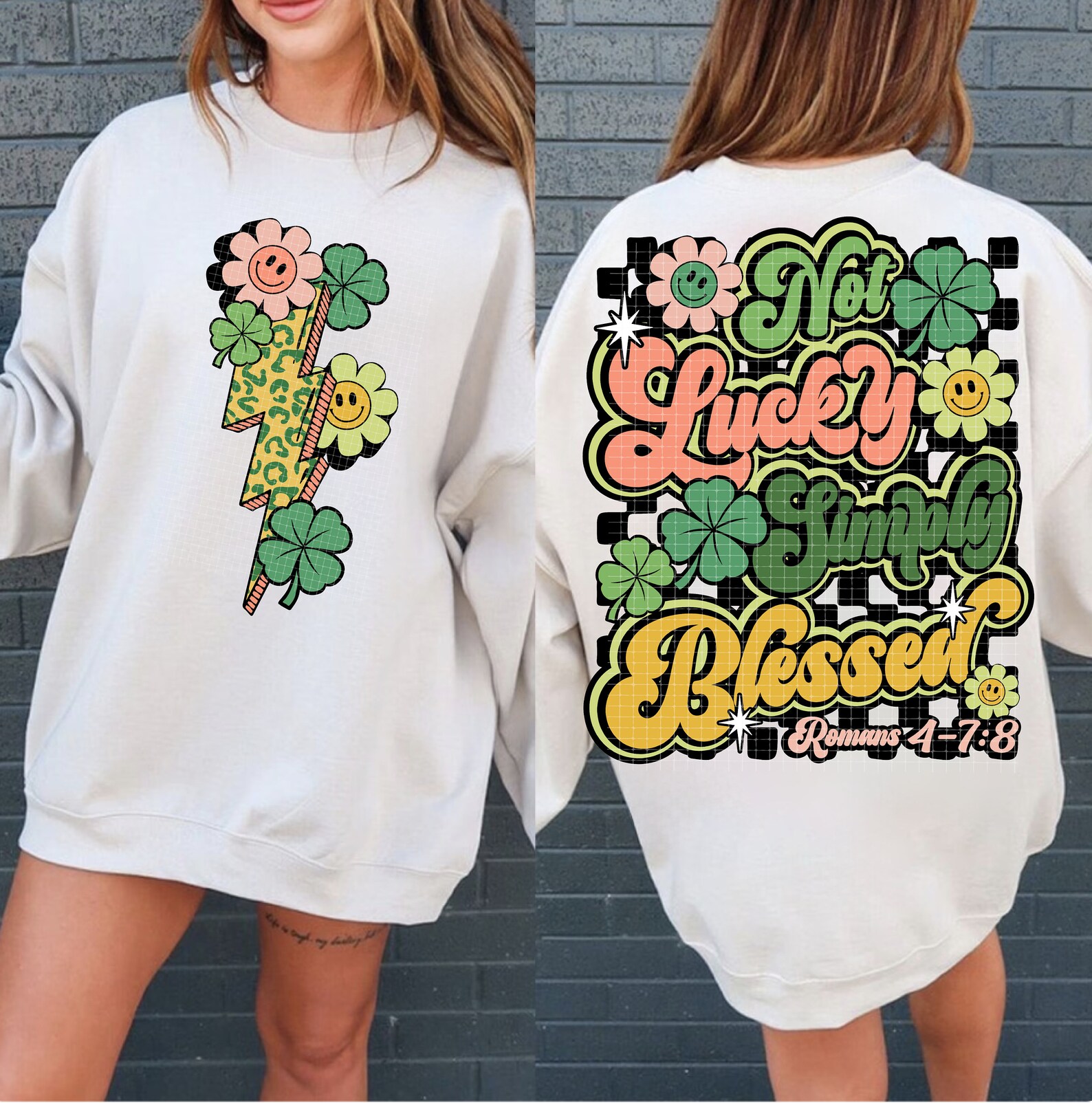 Not Lucky Simply Blessed Roman 4:7-8 Png, St Patricks Day Png, Bible ...