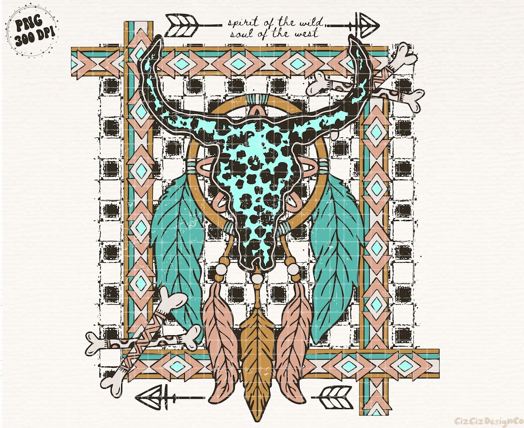 Leopard Cow Skull Png, Edgy Western Cowgirl Png, Western Turquoise Png ...