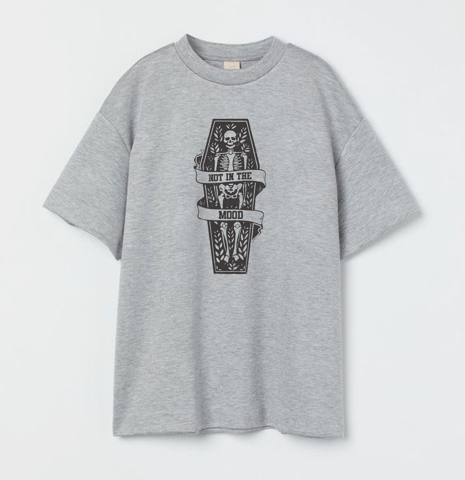 Not in the Mood Funny Skeleton Png, Retro Coffin Skeleton Shirt Design ...