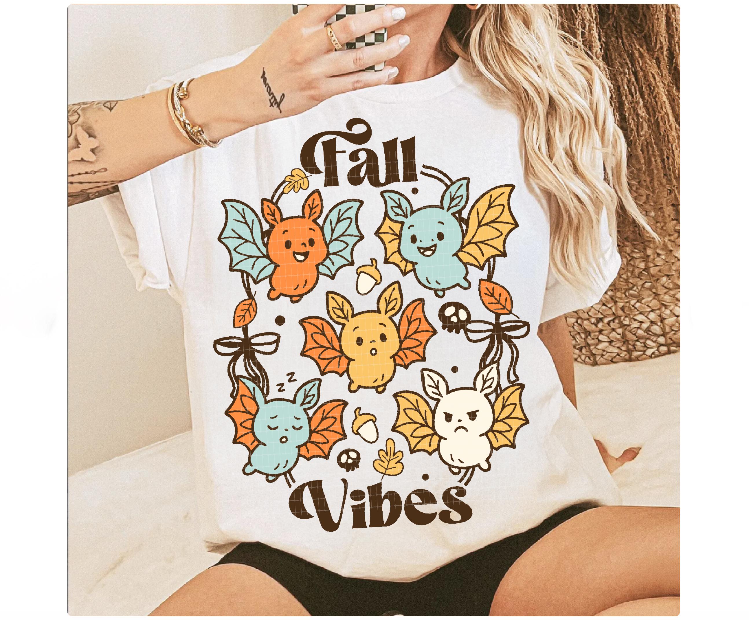 Cute Bat Fall Vibes Png Trendy Fall Season Png Leaves Png Fall ...