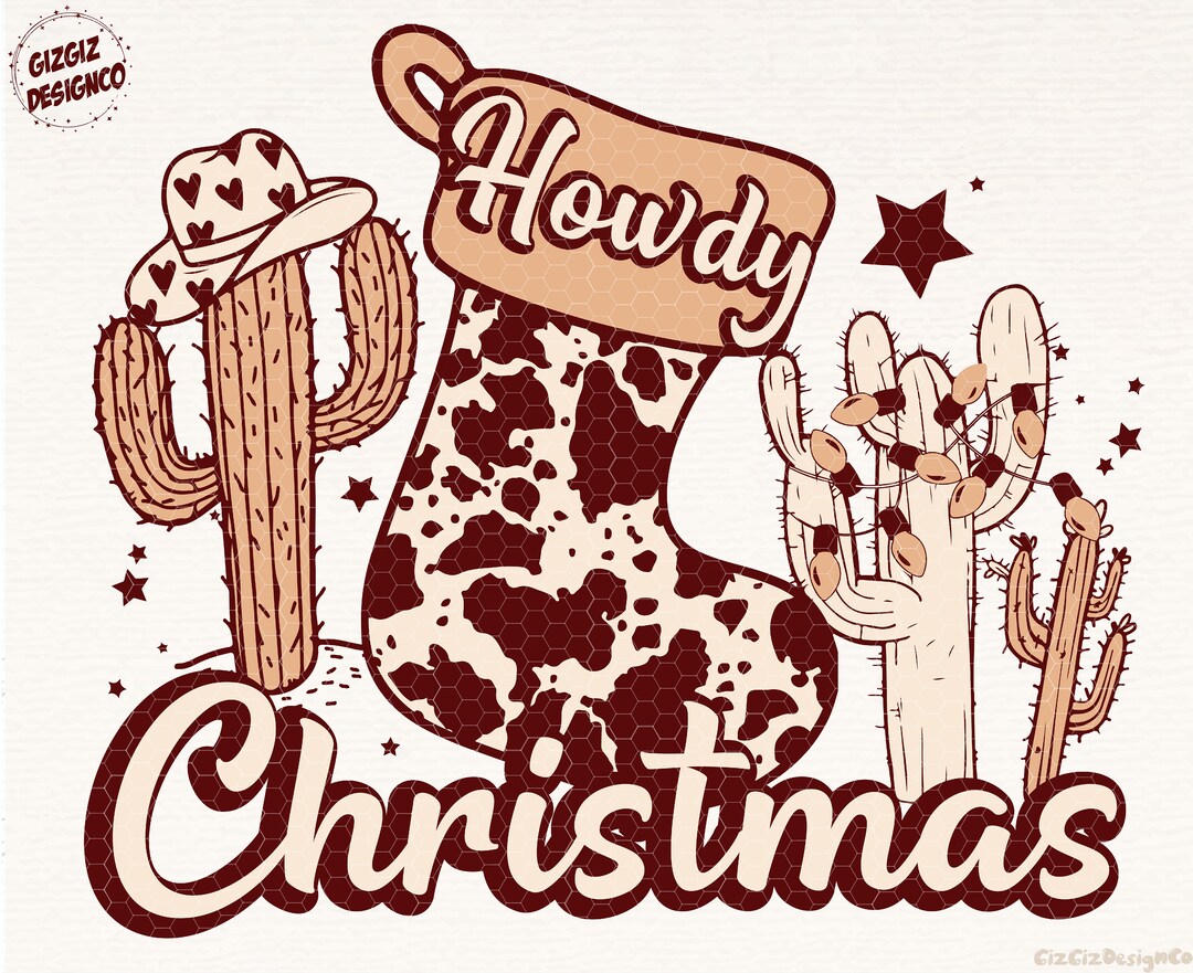 Howdy Christmas Png, Western Christmas Png, Retro Christmas Png ...