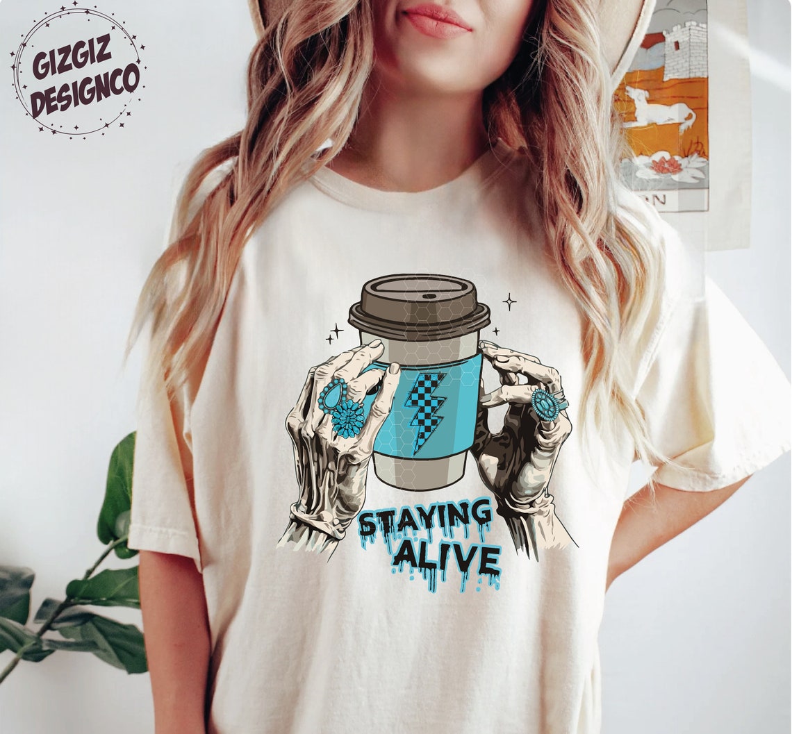 Retro Staying Alive Png, Skeleton Turquoise Concho Rings Png, Western ...