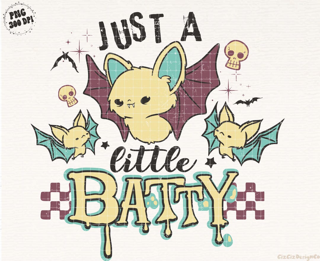 Just a Little Batty Png, Cute Kawaii Halloween Bat Clipart, Pastel ...