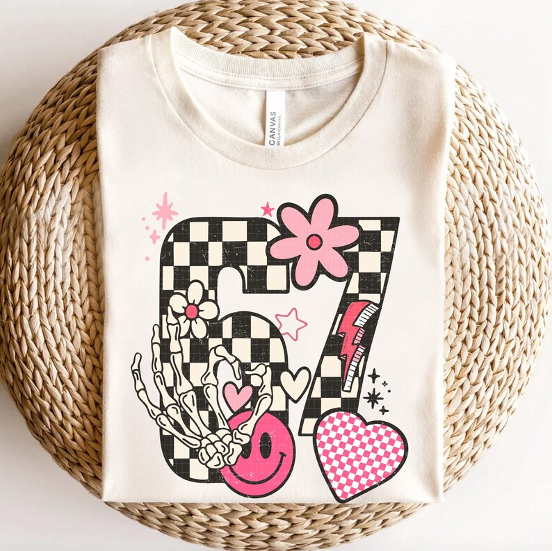 Six Seven Png, Preppy 67 Six Seven Valentines Day Png, Checkered Six ...