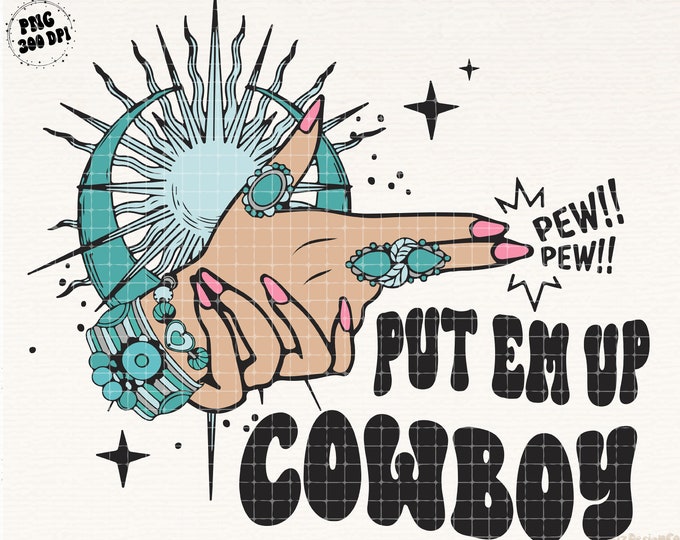 Put em up Cowboy Png, Western Png, Punchy Png, Pink Cowgirl Png ...