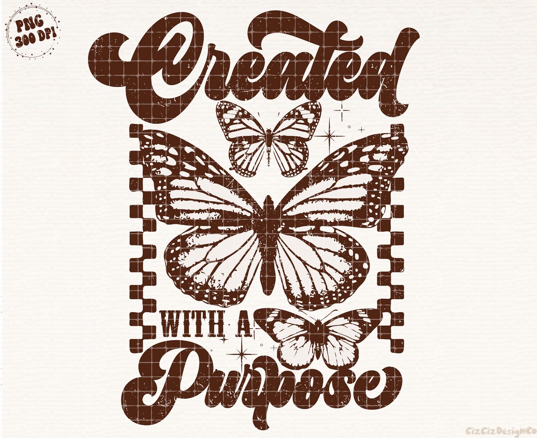 Checkered Created With a Purpose PNG Vintage Distressed Retro Christian ...