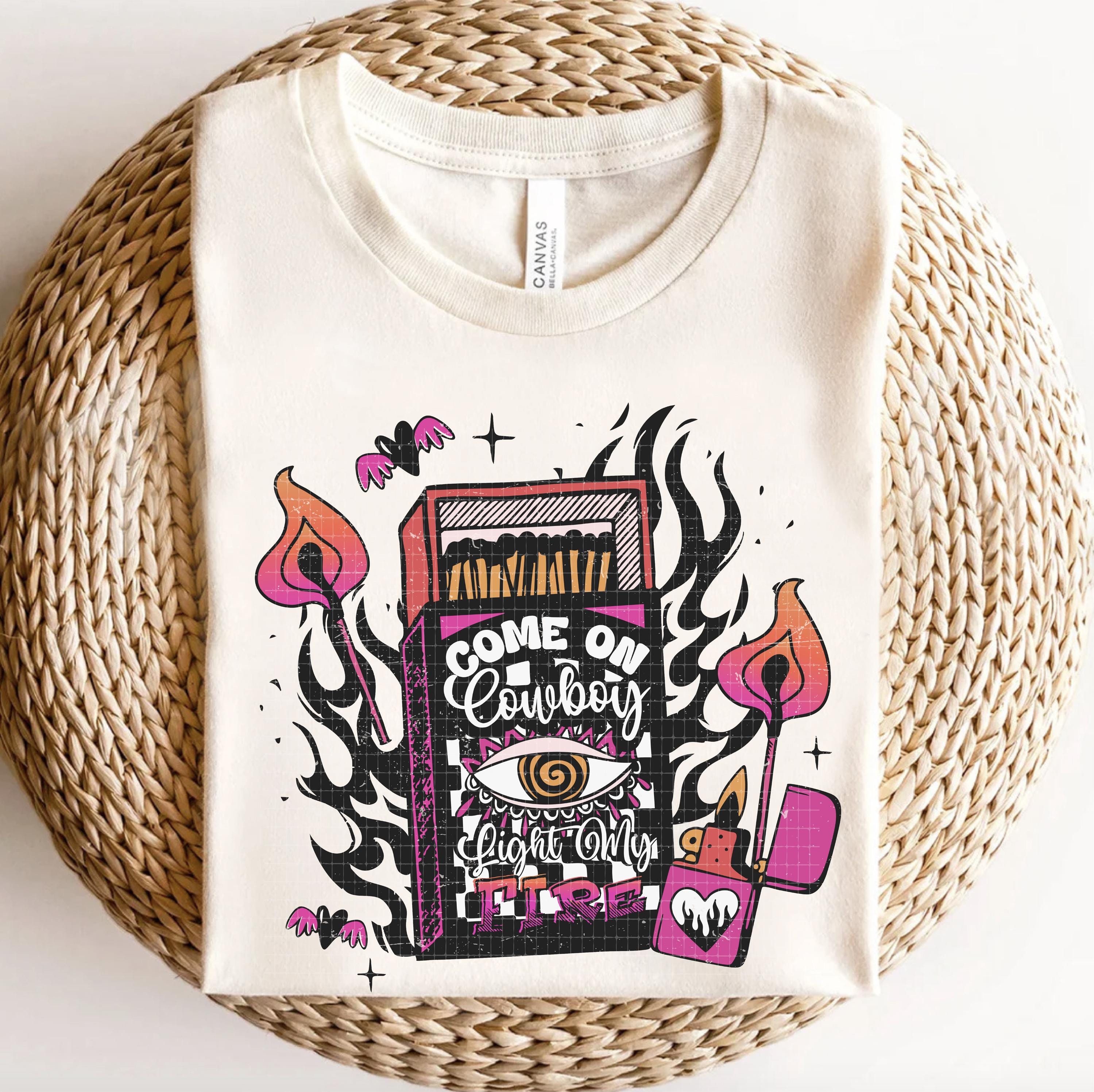 Pink Flames Western Cowboy Come on Cowboy Light My Fire Png, Western ...