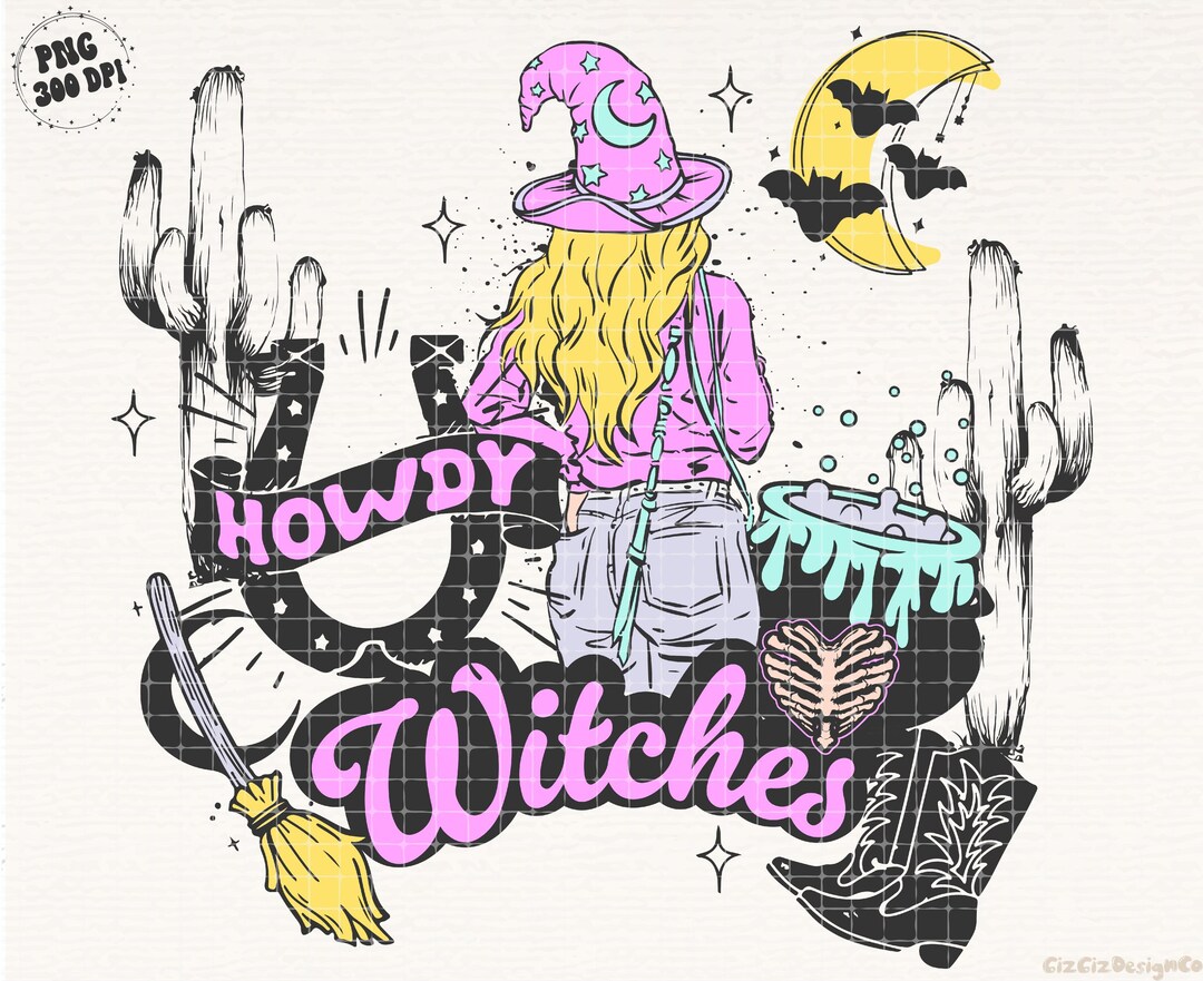 Western Halloween Png, Howdy Witches Png, Retro Halloween Png, Cowgirl ...