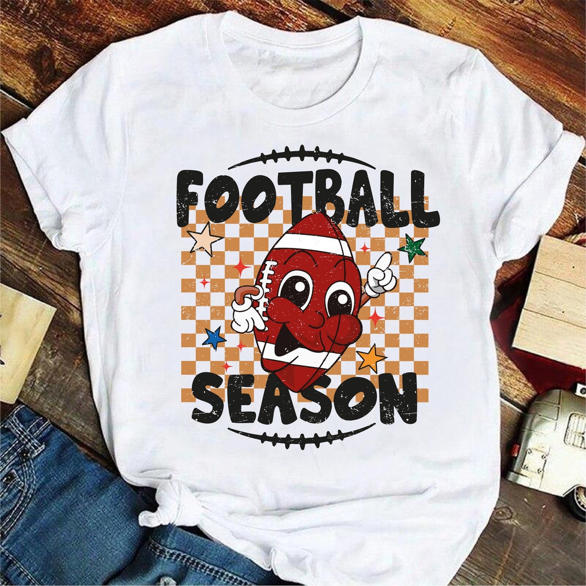 Football Season PNG Checkered Football Mascot Funny Shirt - Etsy