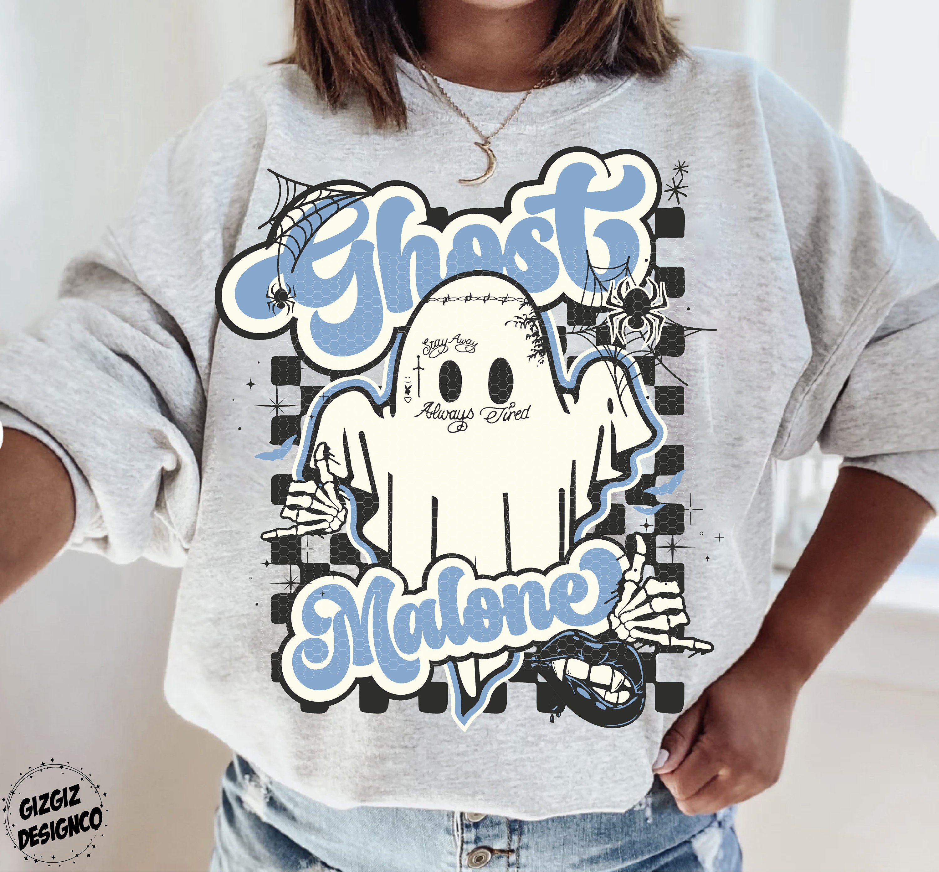Ghost Malone PNG, Retro Funny Halloween Sublimation Design, Groovy ...