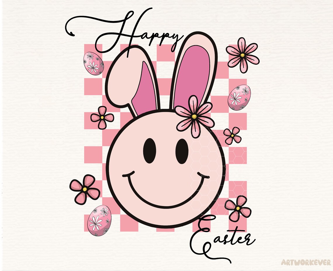 Happy Easter Smiley Bunny Ears Png, Funny Easter Day Sublimation Design ...