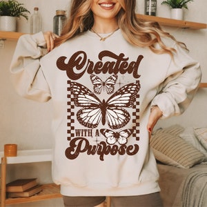 Checkered Created With a Purpose PNG Vintage Distressed Retro Christian ...