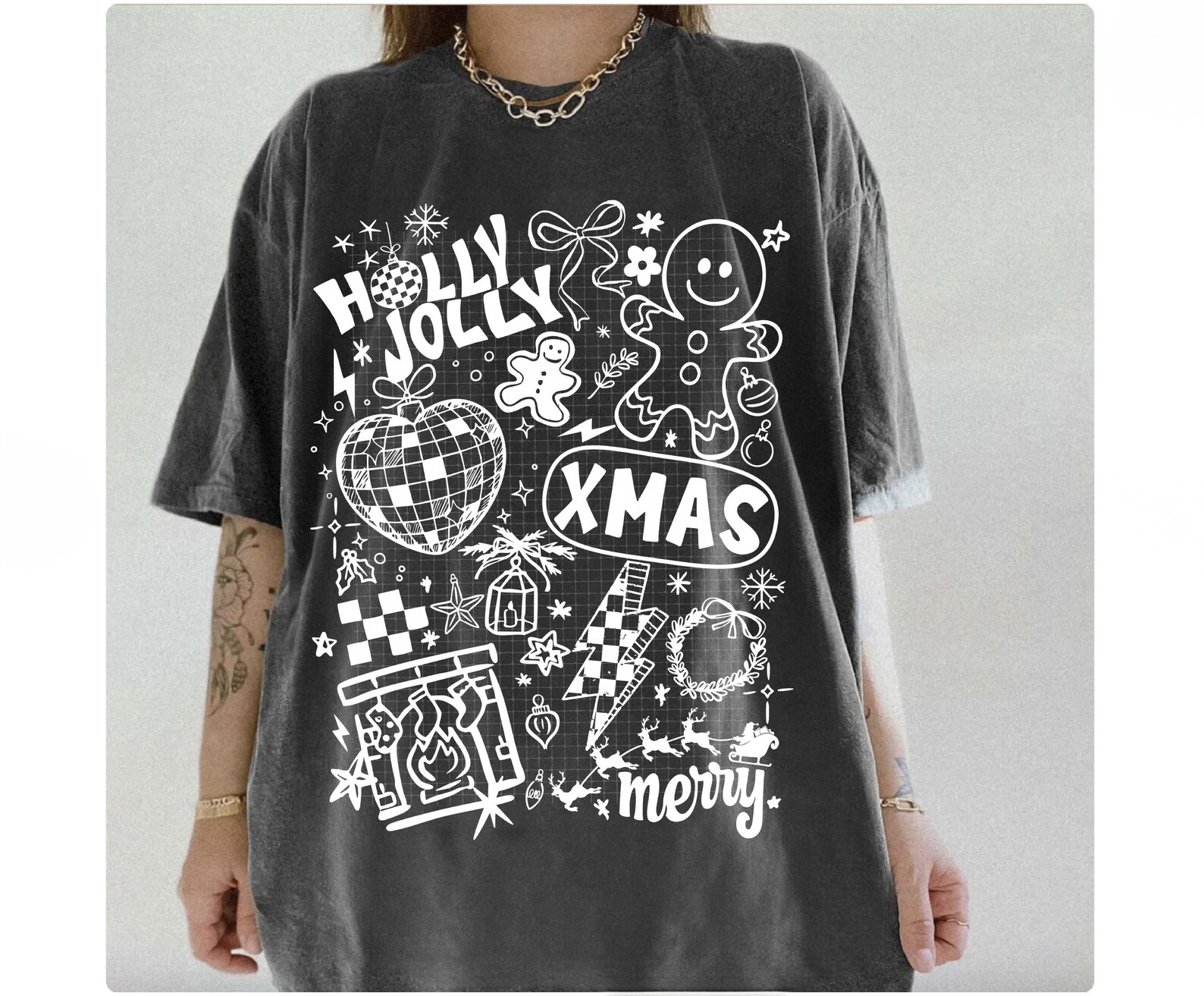 Retro Christmas Collage PNG, Holly Jolly Png, Christmas Sublimation ...