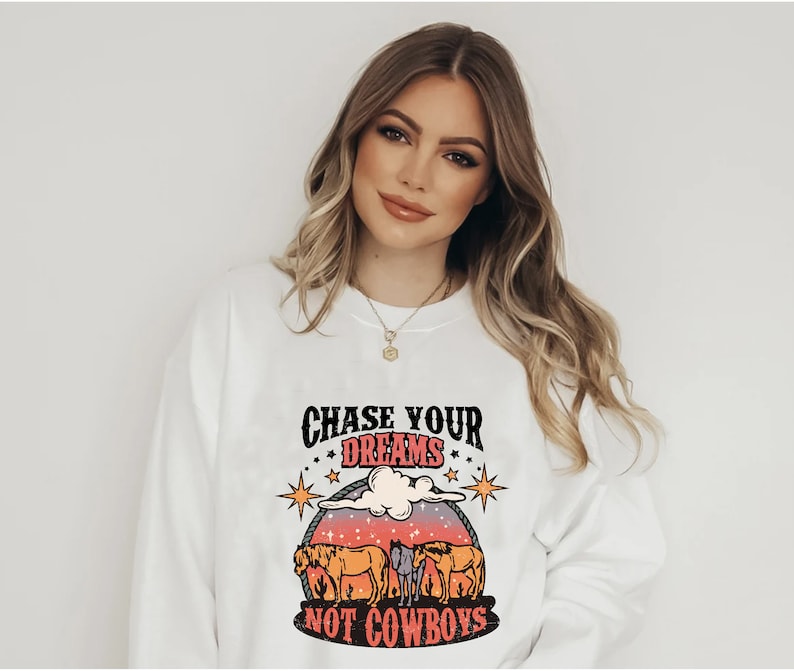 Distressed Western Chase Your Dreams Not Cowboys Png Cowgirl - Etsy