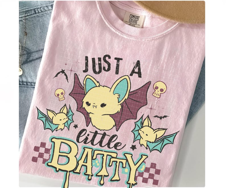 Just a Little Batty Png, Cute Kawaii Halloween Bat Clipart, Pastel ...
