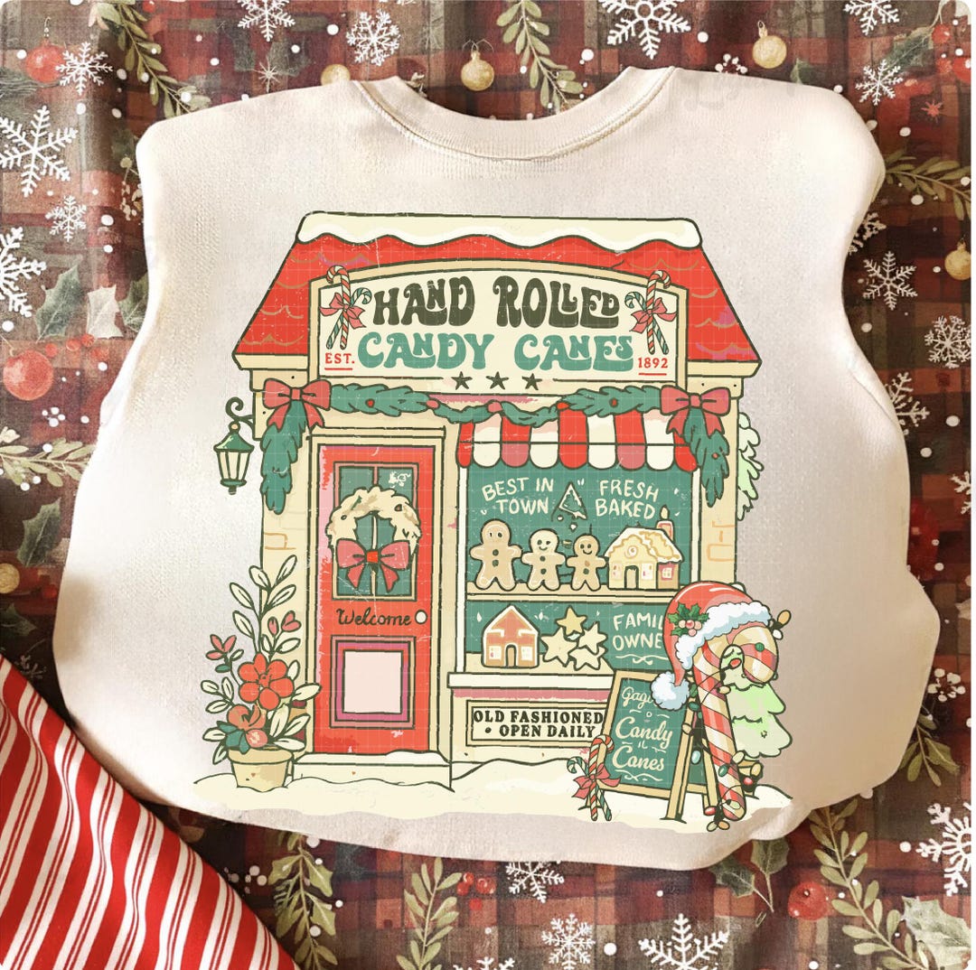 Hand Rolled Candy Canes Png Retro Christmas PNG Gingerbread Man Bakery ...