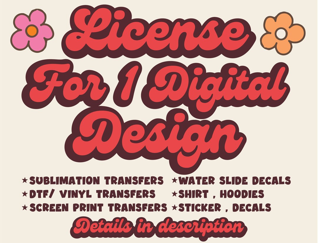 License is Only for 1 Design - Purchase to Sell Designs as Printed ...