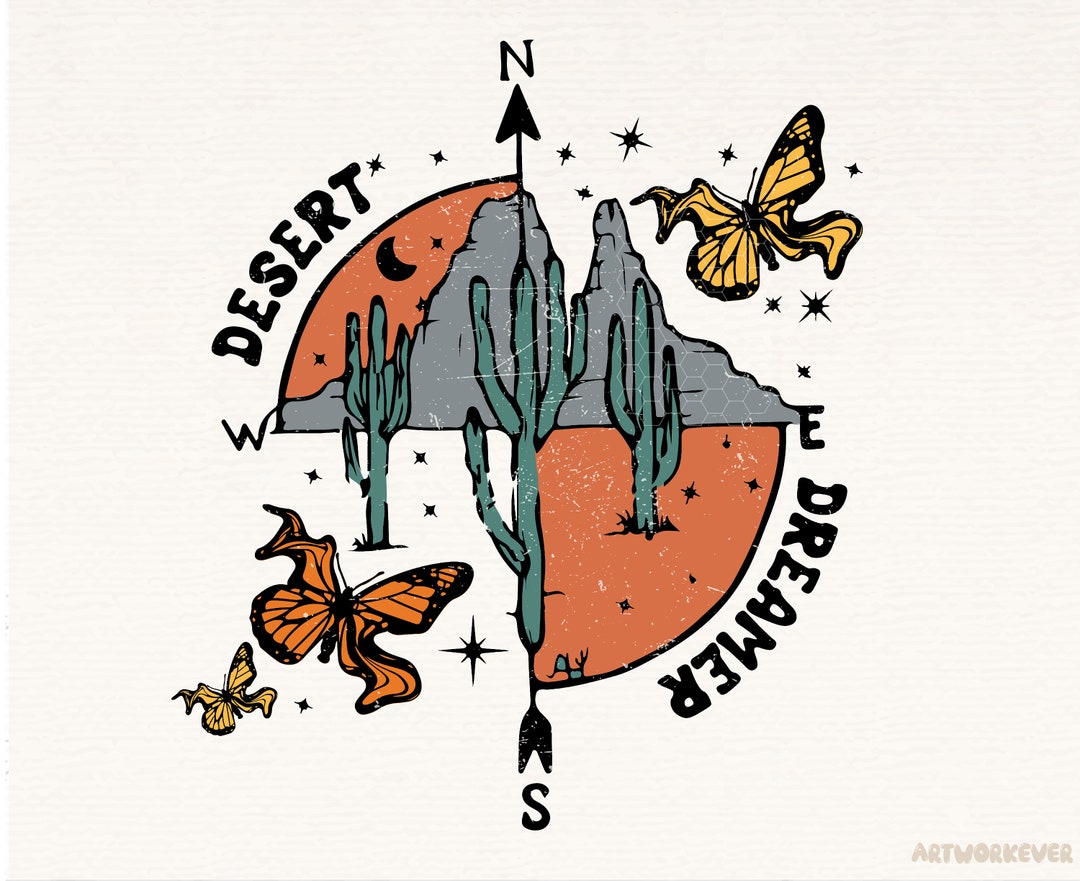Desert Dreamer Retro Western Desert Compass Png, Western Sublimation ...