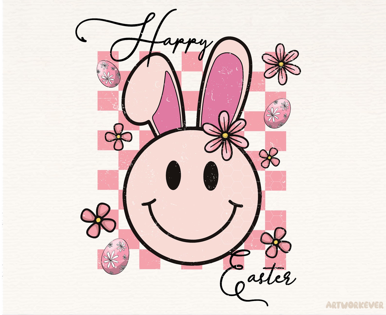 Happy Easter Smiley Bunny Ears Png, Funny Easter Day Sublimation Design ...