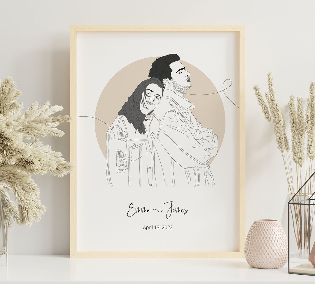Custom Line Drawing for a Couple, Custom Line Art From Photo, Custom ...