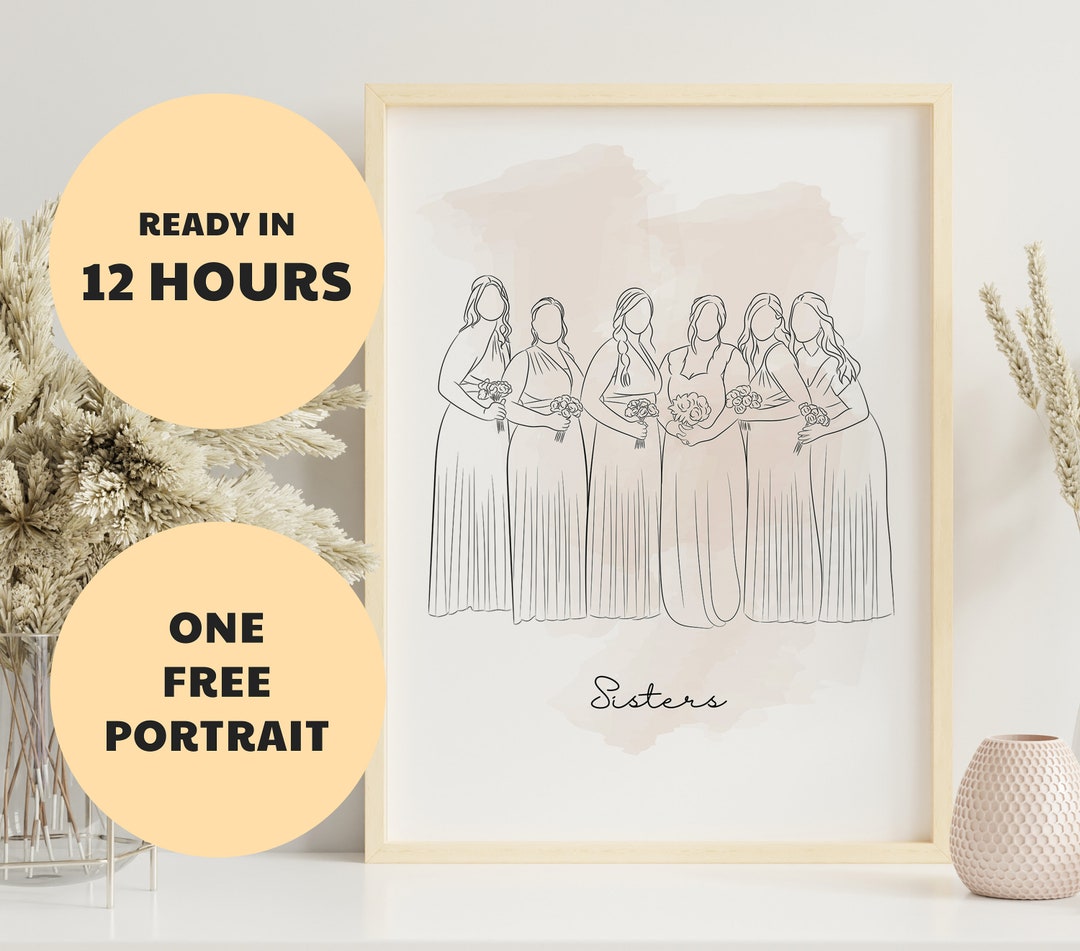 Custom Gift for Bridesmaids, Line Drawing From Photo, Custom Minimalist ...