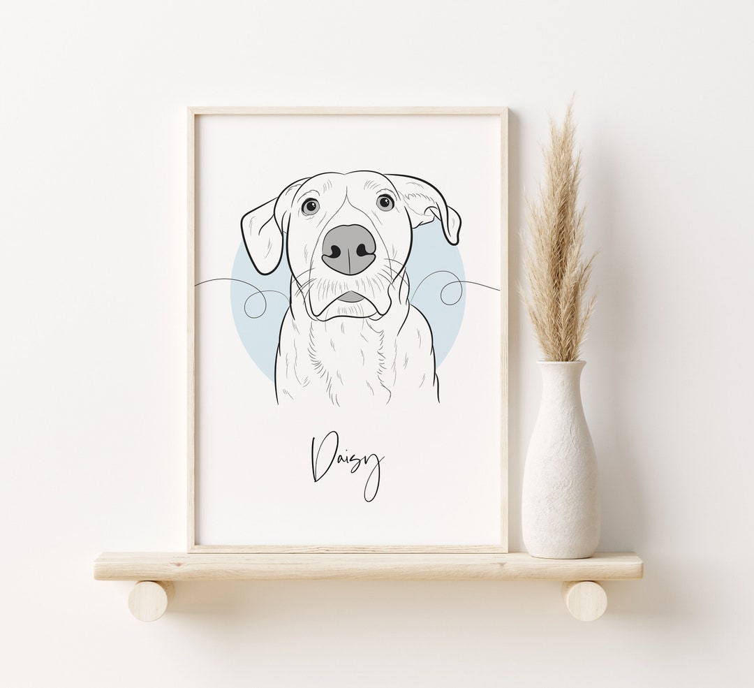 Custom Pet Portrait Line Art, Pet Portrait Line Drawing, Pet Owner Gift ...