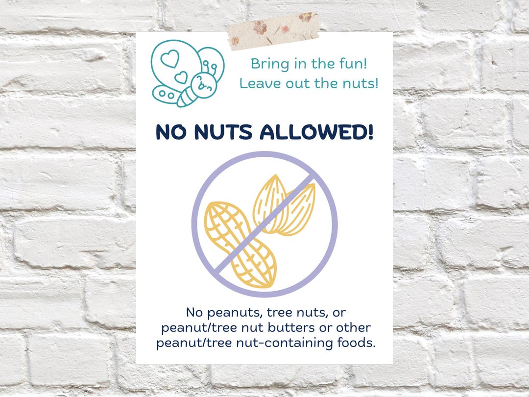 No Nuts Sign - Nut-free Zone - Etsy
