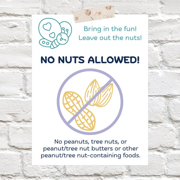 Nut Free Zone Sign - Etsy