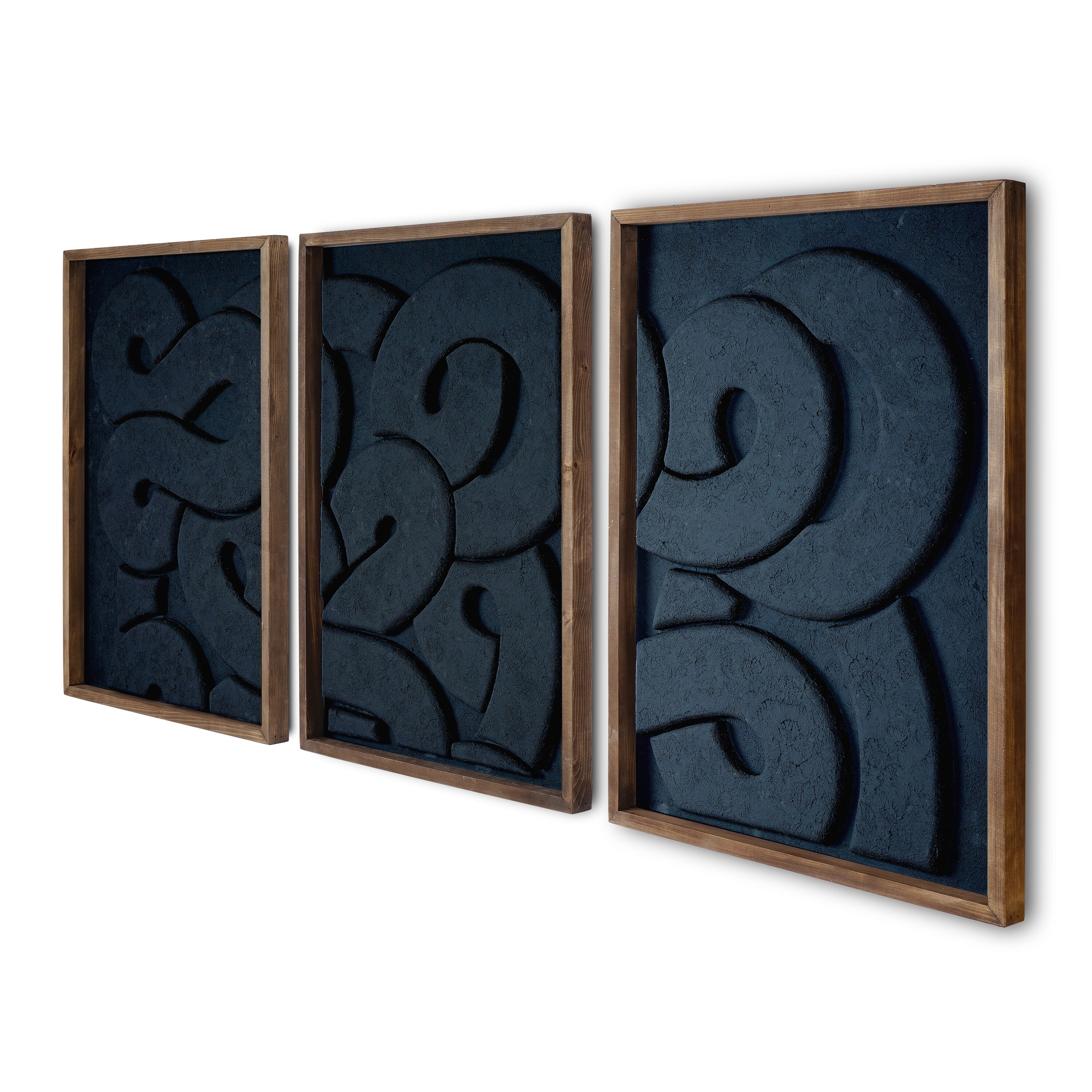 Set of 3 Bas Relief Sculptures,abstract Sculpture Wall Art,wave Wall ...