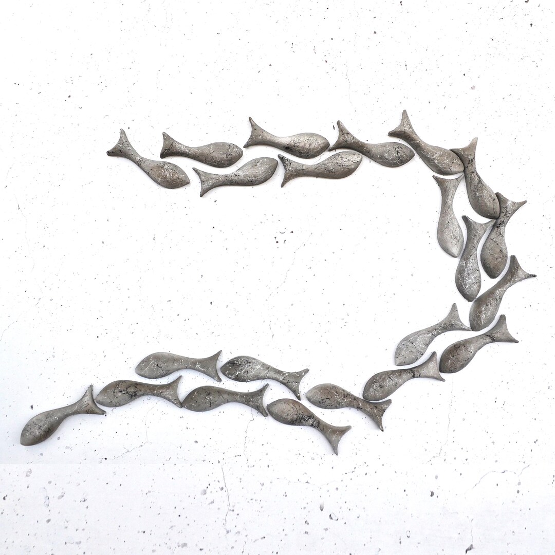 22 Fish Set Shoal of Fish Wall Art, Handmade Sculpture, Fish Wall ...