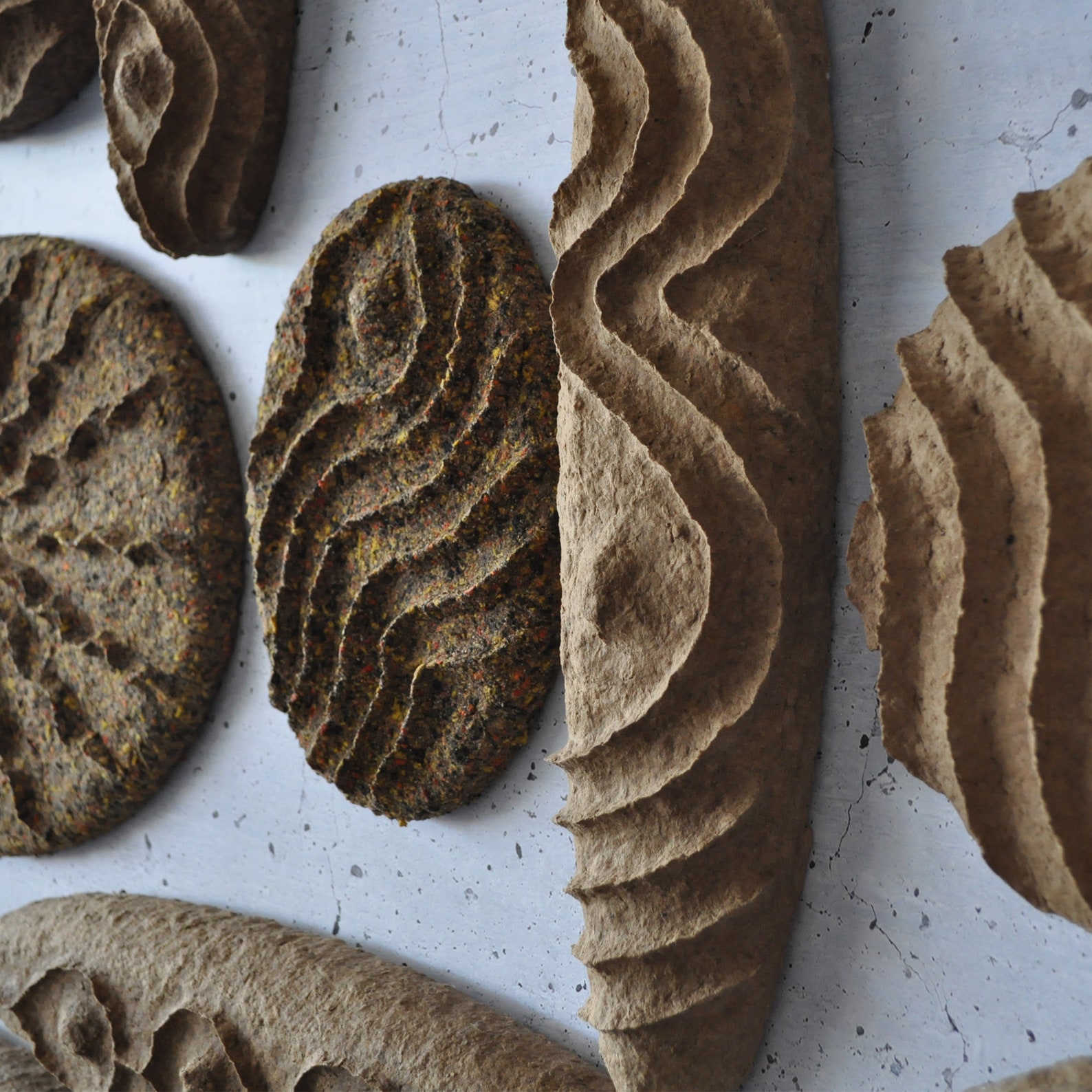 12 Set Paper Mache Wall Art,textured Wall Art,paper Clay Wall Art ...