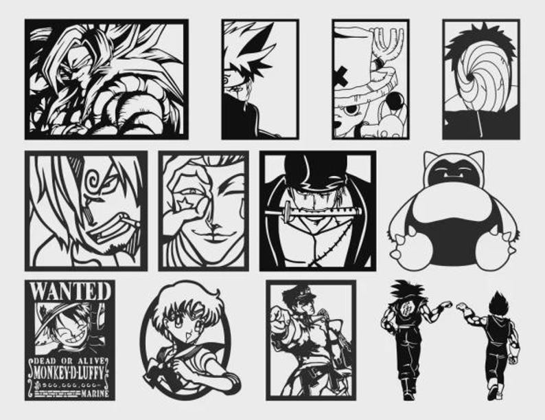 110 Anime Laser Cut Digital Files – Anime Wall Art and Silhouettes for ...