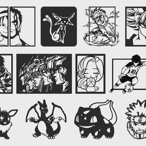 110 Anime Laser Cut Digital Files – Anime Wall Art and Silhouettes for ...