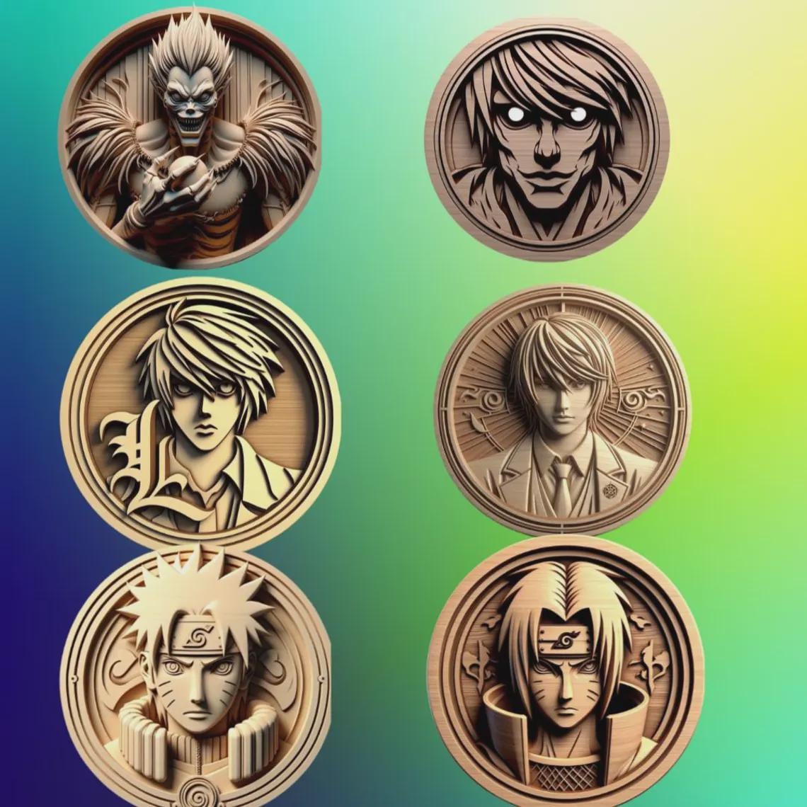 Anime Coin Laser Cut Bundle – Deep Relief DXF Files – 2 Folders for ...