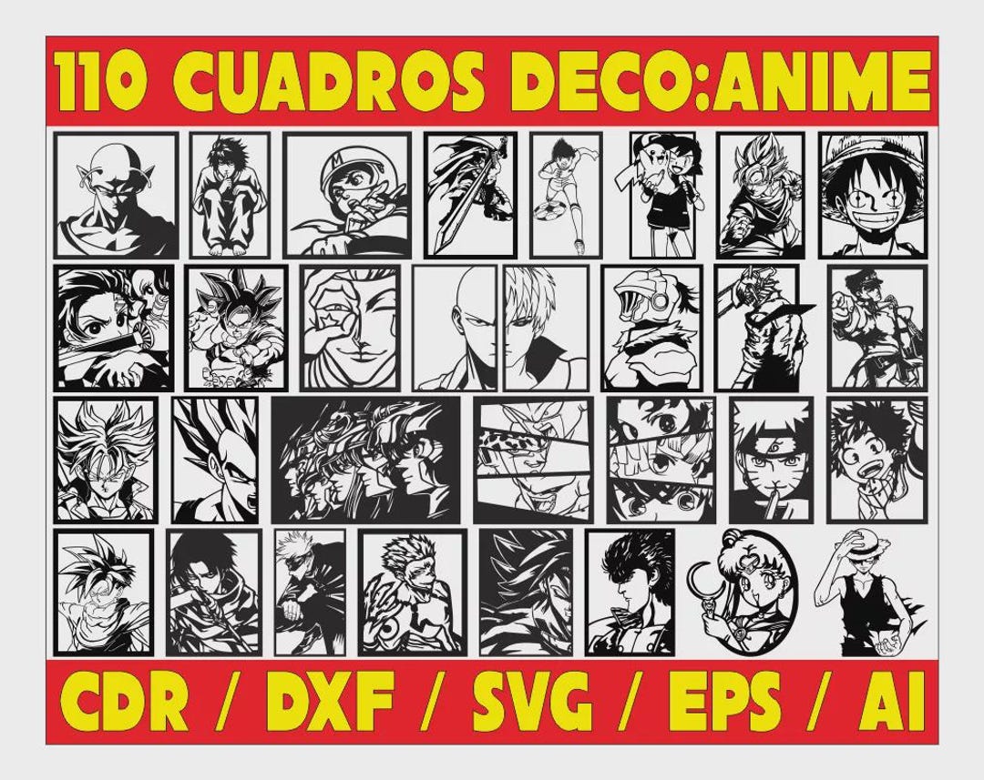 110 Anime Laser Cut Digital Files – Anime Wall Art and Silhouettes for ...