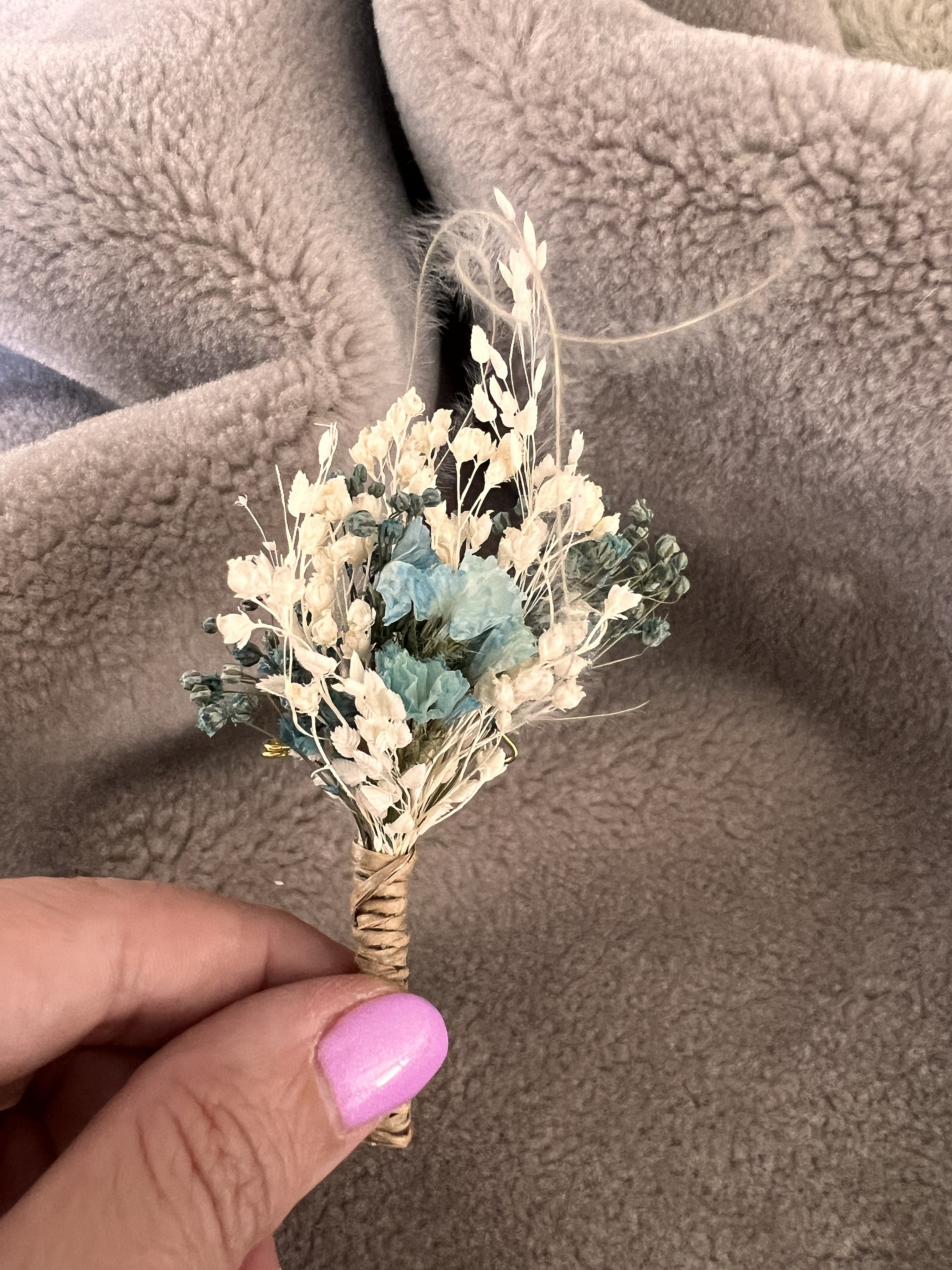 Turquoise Groom's Buttonhole in Dried Flowers, Original Wedding ...
